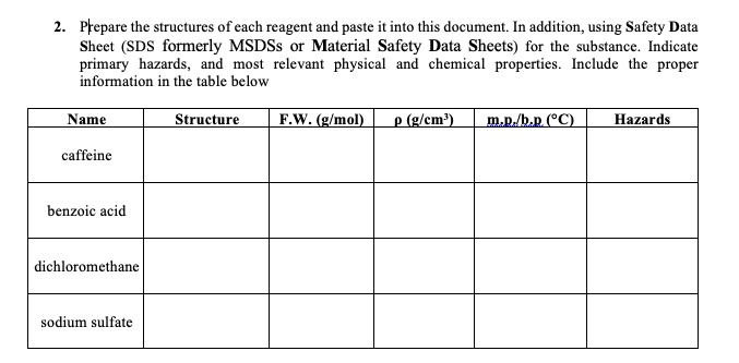 SOLVED: Plepare the structures of each reagent and paste it into this ...