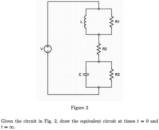 SOLVED: Figure 2 Given the circuit in Fig.2. draw the equivalent circuit at times t = 0 and t=8.
