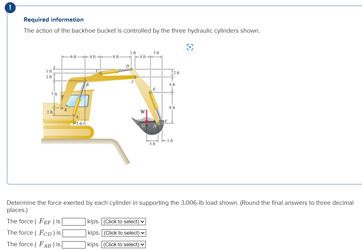Required information The action of the backhoe bucket is controlled by the three hydraulic ...
