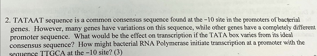 2. TATAAT sequence is a common consensus sequence found at the -10 site ...