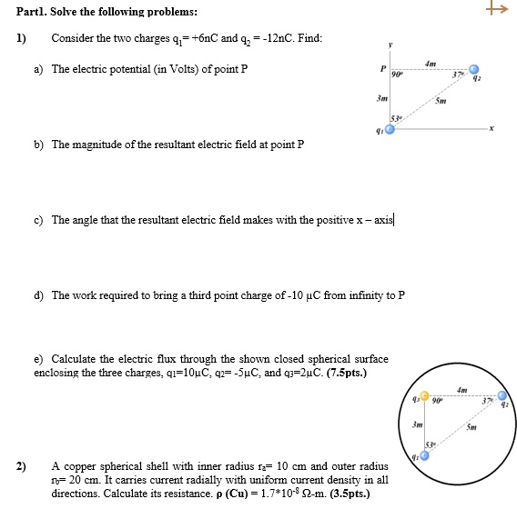 SOLVED: Solve the following problems: Consider the two charges Q1 ...