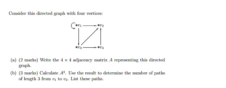SOLVED: Consider this directed graph with four vertices: 'U1 marks ... SOLVED: Consider this directed graph with four vertices: 'U1 marks ...
