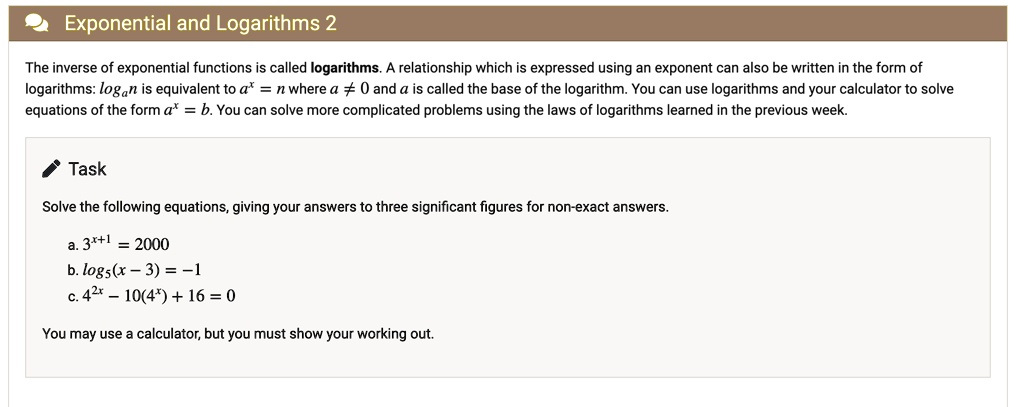 exponential and logarithms 2 the inverse of exponential functions is ...