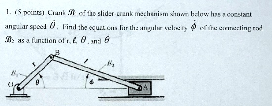 SOLVED: (5 points) The crank of the slider-crank mechanism shown below has a constant angular ...