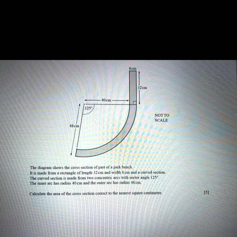 The diagram shows the cross section of part of a park bench. It is made ...