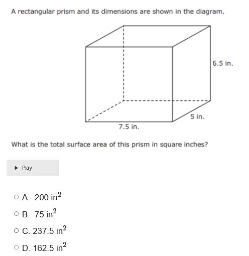 A rectangular prism and its dimensions are shown in the diagram. What ...