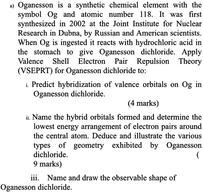 oganesson is synthetic chemical element with the symbol og and atomic ...