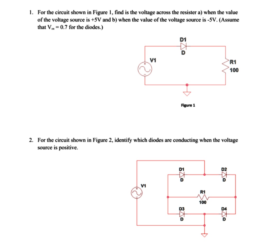 SOLVED: 1. For the circuit shown in Figure 1, find is the voltage across the resister a) when ...