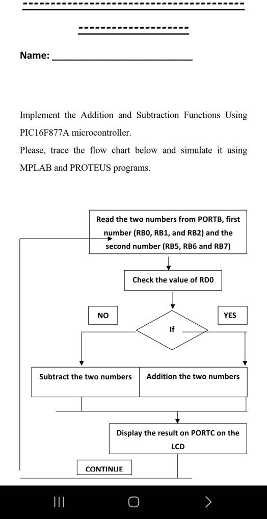 Solved Name Implement The Addition And Subtraction Functions Using Pic16f877a Microcontroller 9816
