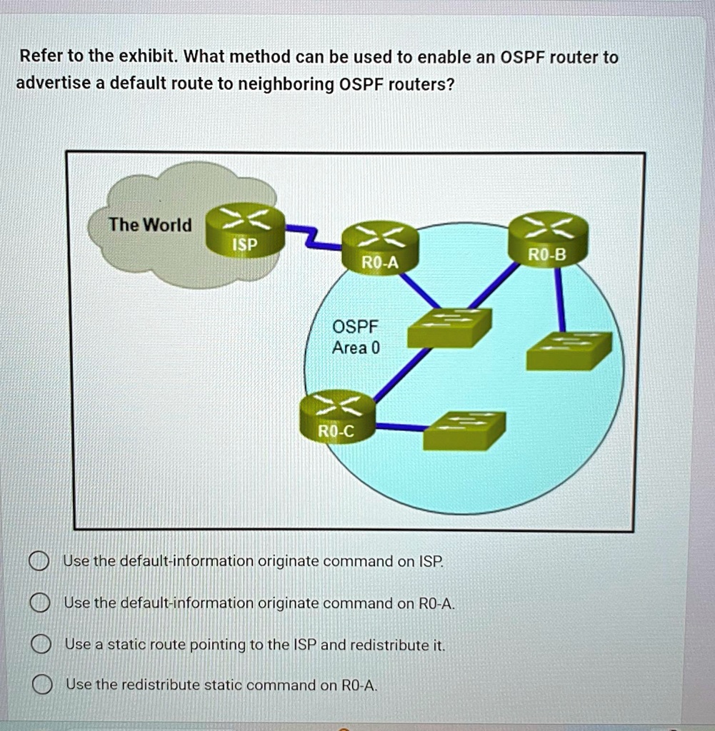 refer to the exhibit what method can be used to enable an ospf router ... refer to the exhibit what method can be used to enable an ospf router ...