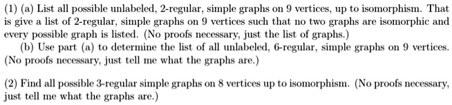 SOLVED: (a) List all possible unlabeled 2-regular simple graphs on 9 ...