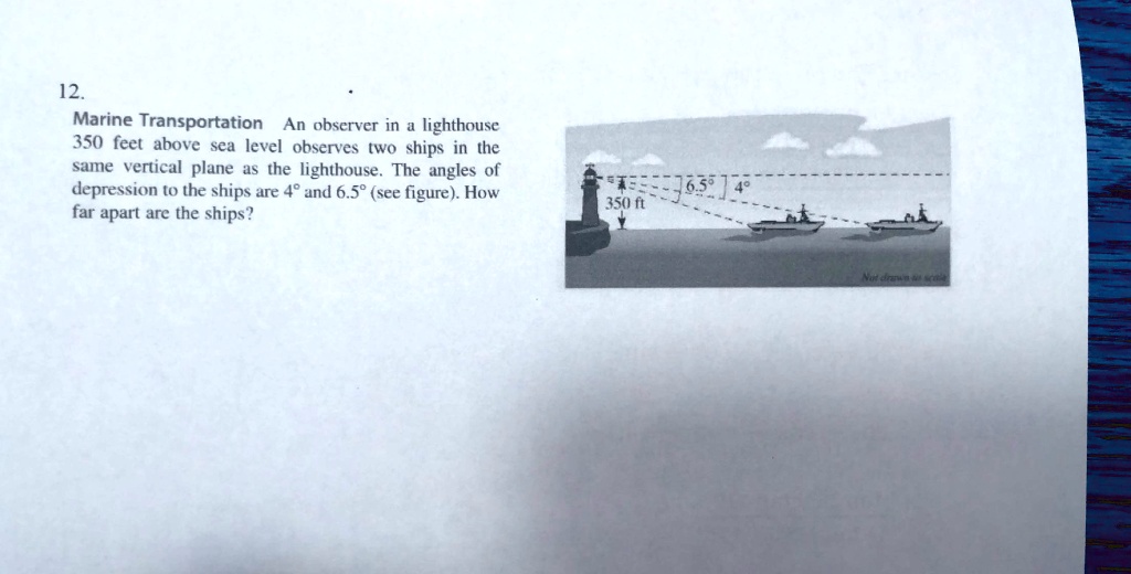 SOLVED: 12 Marine Transportation An observer in lighthouse 350 feet ...