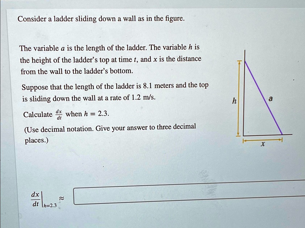 SOLVED: Consider a ladder sliding down a wall as in the figure. The ...