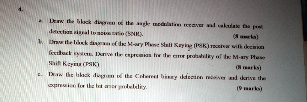 Solved Draw The Block Diagram Of The Angle Modulation Receiver And Calculate The Post Detection