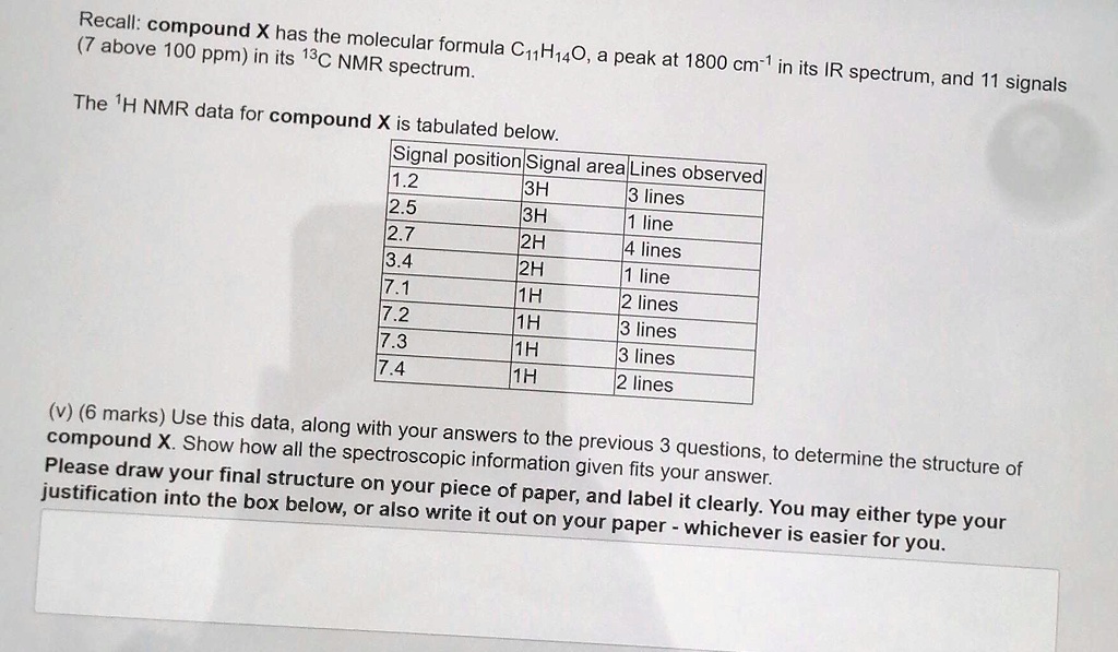 (7 above 100 ppm) in its 13C NMR spectrum. Recall: compound X has the ...
