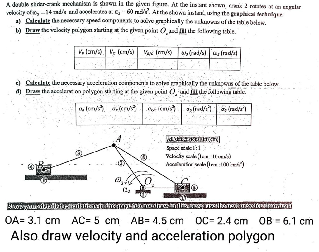 SOLVED: A double slider-crank mechanism is shown in the given figure. At the instant shown ...