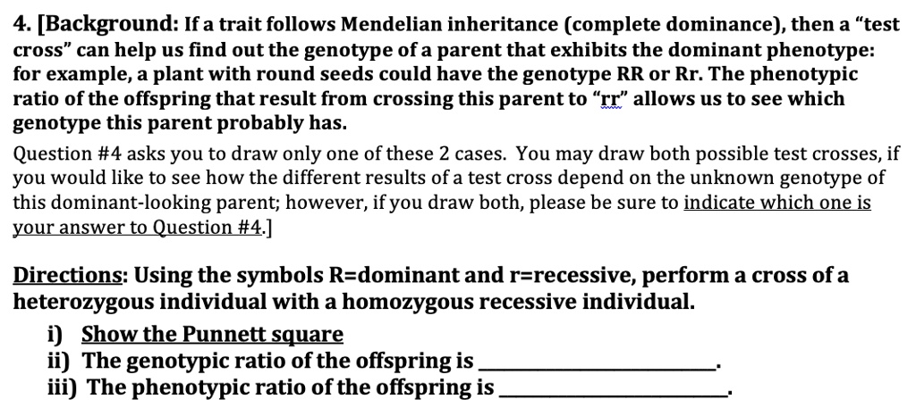 SOLVED: 4. [Background: If a trait follows Mendelian inheritance ...