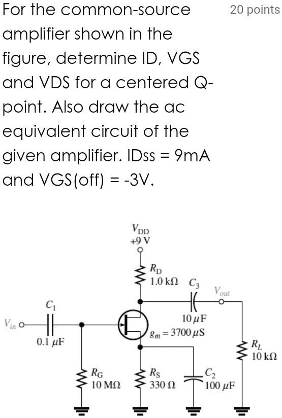 For the common-source amplifier shown in the figure, determine IDVGs and VDs for a centered Q ...