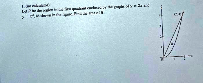SOLVED: (no calculator) enclosed by the graphs = ofy = Zx and Lct R be ...