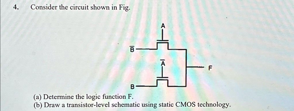 4. Consider the circuit shown in Fig. A B A F B (a) Determine the logic function F. (b) Draw a ...