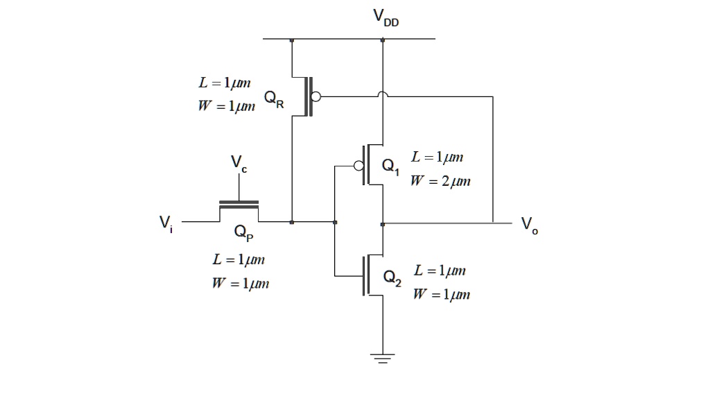 SOLVED: Consider the following CMOS circuit. The threshold voltage for ...