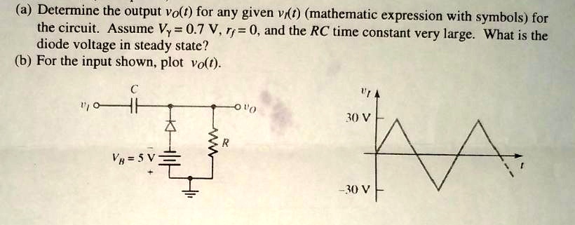 (a) Determine the output vo(t) for any given vi(t) (mathematic expression with symbols) for the ...