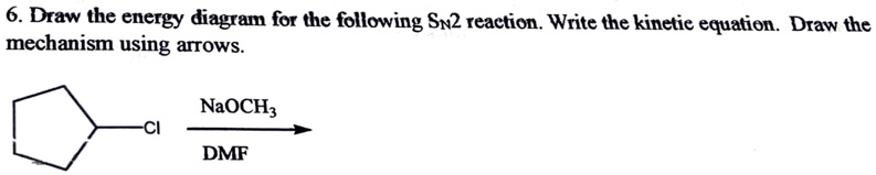 SOLVED: Draw the energy diagram for the following S12 reaction. Write ...
