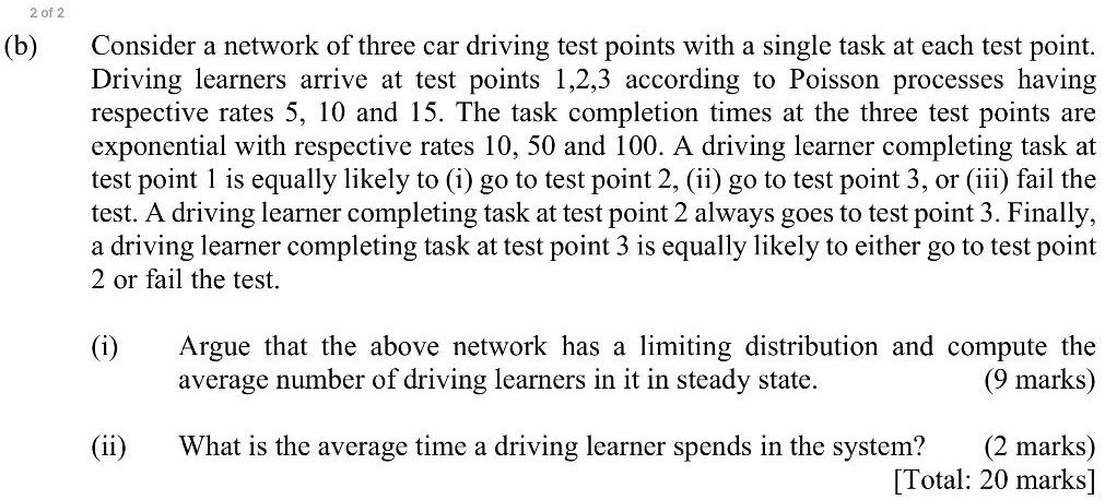 SOLVED: of 2 Consider a network of three car driving test points with ...