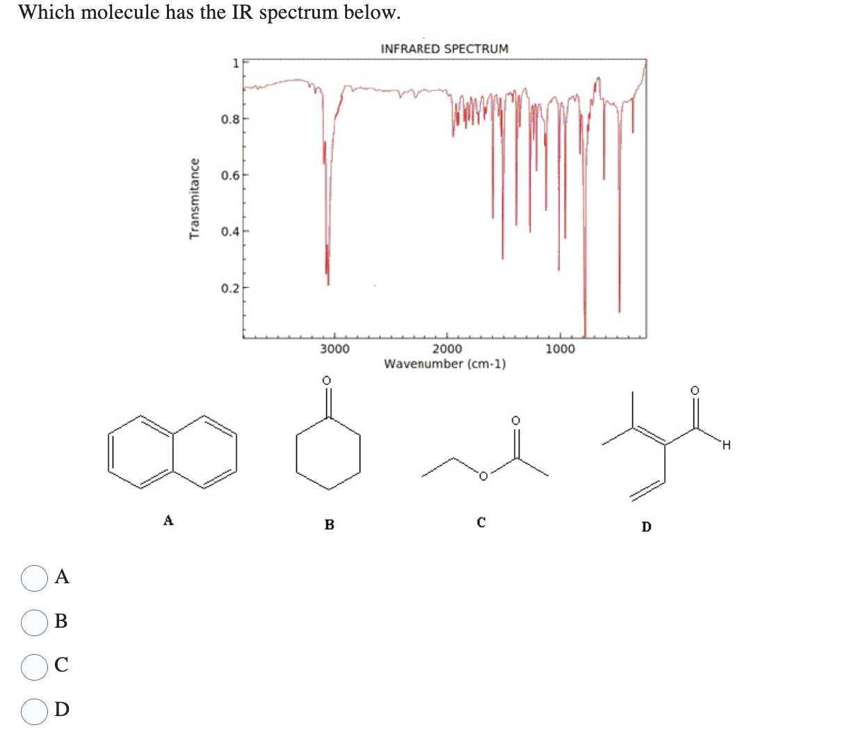 Which Molecule Has The Ir Spectrum Below Infrared Spectrum A B C D A B C D