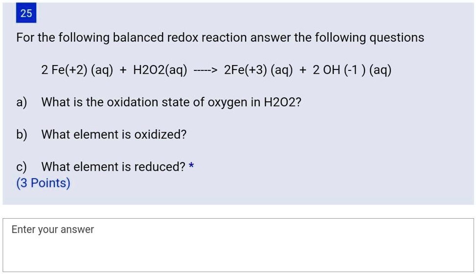 For the following balanced redox reaction, answer the following ...