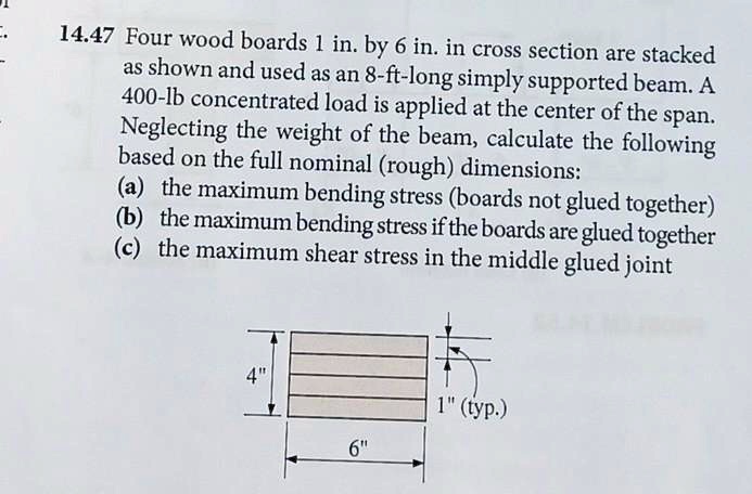 14.47 Four wood boards 1 in. by 6 in. in cross section are stacked as ...