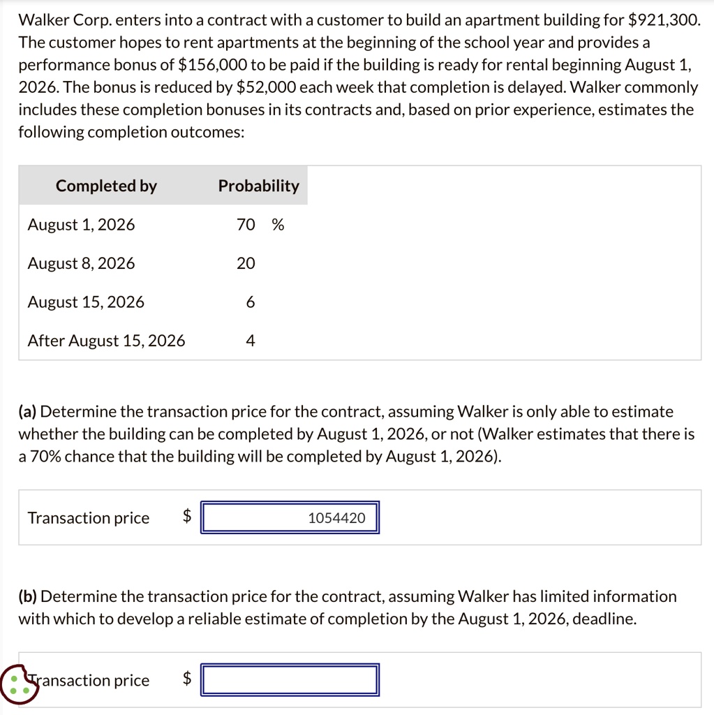 walker corp enters into a contract with a customer to build an ...
