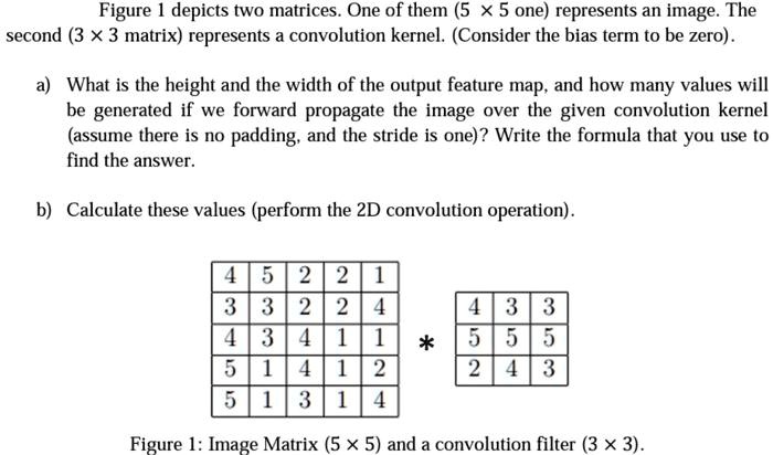 SOLVED: Figure depicts two matrices. One of them (5 x 5) represents an image. The second (3 x 3 ...