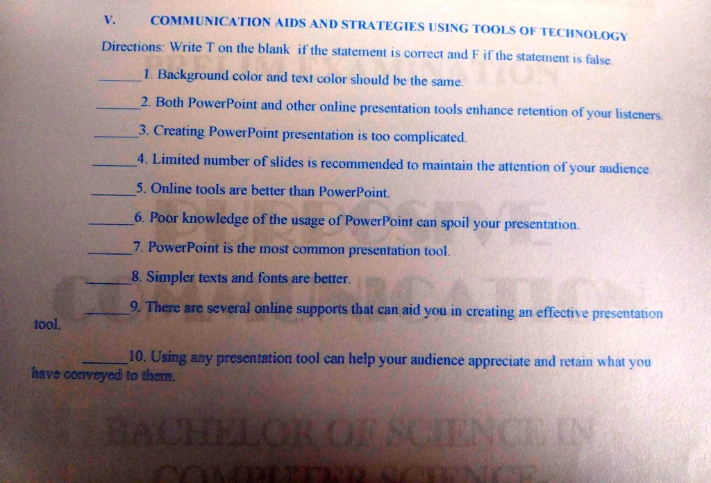 SOLVED: Write T on the blank if the statement is correct and F if the statement is false. Please ...