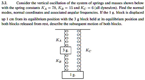 SOLVED: 3,2. Consider the vertical oscillation of the system of springs and masses shown below ...