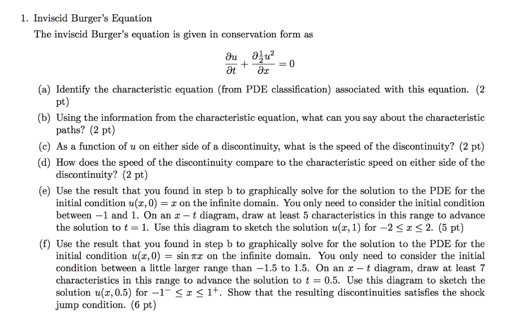 1inviscid burgers equation the inviscid burgers equation is...
