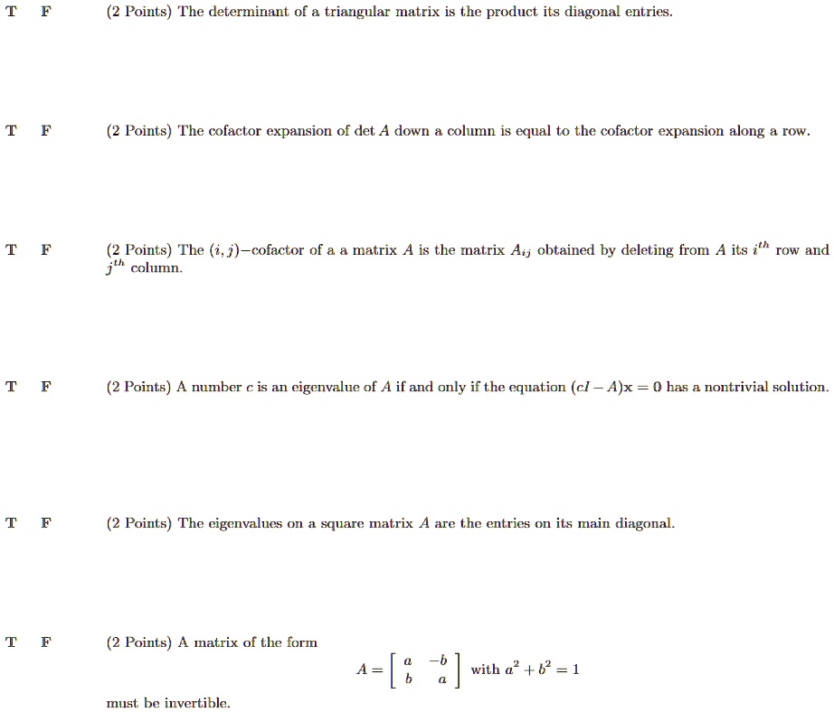 Points The Determinant Of A Triangular Matrix Is The Product Its