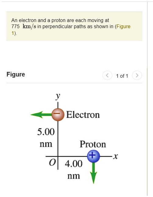 an electron and a proton are each moving at 775 km 5 in perpendicular ...
