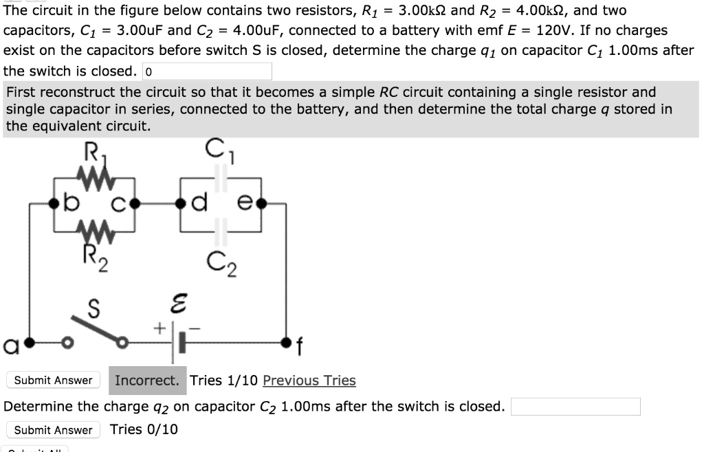 SOLVED: The circuit in the figure below contains two resistors, R1 = 3.00kÎ© and R2 = 4.00kÎ ...