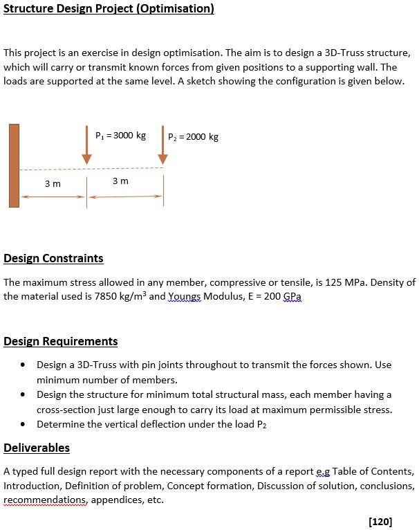 SOLVED: Structure Design Project (Optimization) This project is an ...