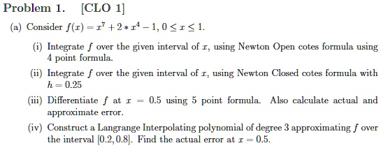 Problem 1 clo 1 consider fr f21 10 i 1 integrate over the...