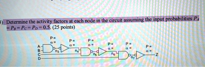 determine the activity factors at each node in the circuit assuming the ...