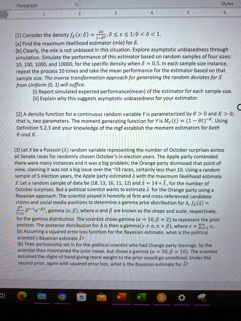 SOLVED: Styles 54.1.5 [a] Find the maximum likelihood estimator (MLE ...