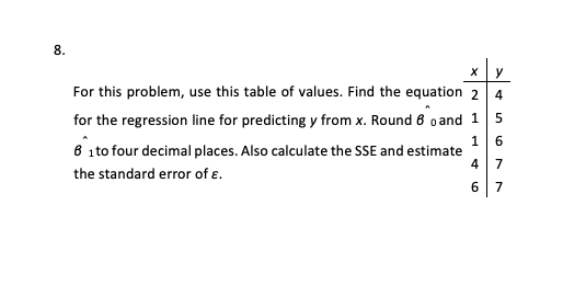SOLVED: 8. For this problem, use this table of values. Find the ...