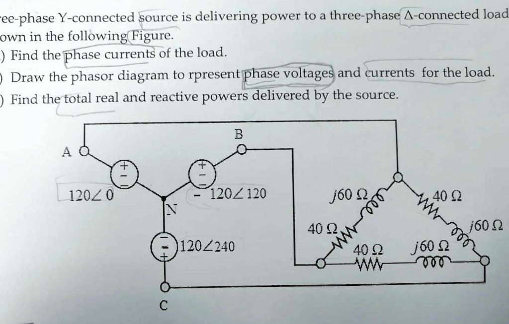SOLVED: A three-phase Y-connected source is delivering power to a three-phase A-connected load ...