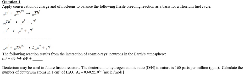 question apply conservation of charge and of nucleons to balance the ...