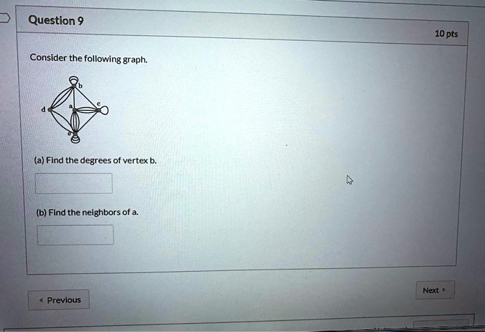 SOLVED: Question 9 10 pts Consider the following graph: (a) Find the ... SOLVED: Question 9 10 pts Consider the following graph: (a) Find the ...