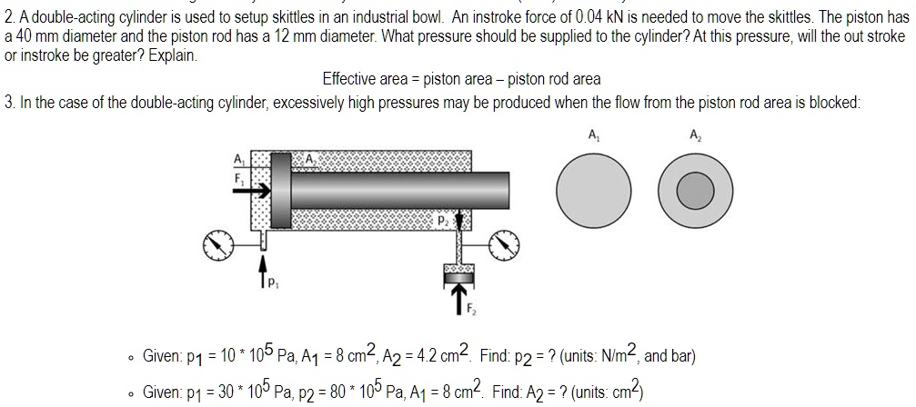 SOLVED: A double-acting cylinder is used to set up skittles in an ...