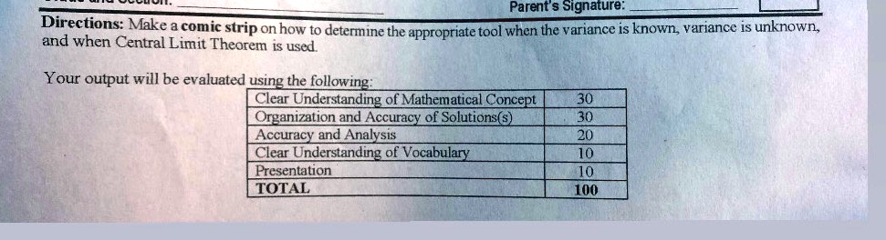SOLVED: Parent's Signature: Directions: Make a comic strip on how to ...