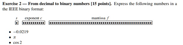 SOLVED: Exercise 2 From decimal to binary numbers [15 points] Express the following numbers in ...